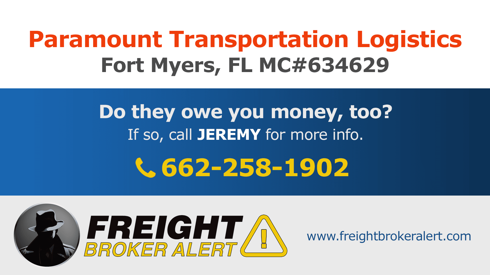 Paramount Transportation Logistics Services LLC - Freight Broker Alert