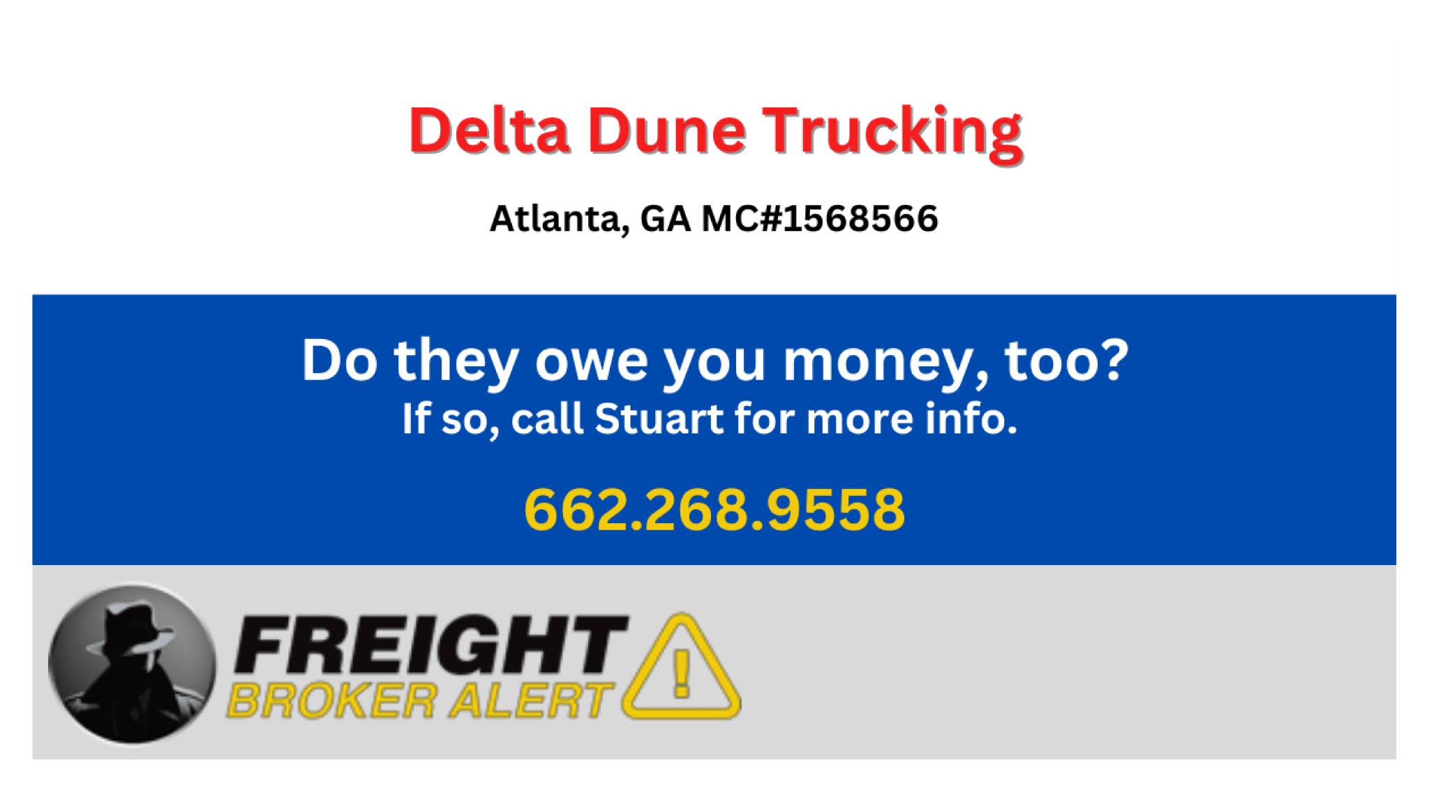 Delta Dune Trucking - Freight Broker Alert