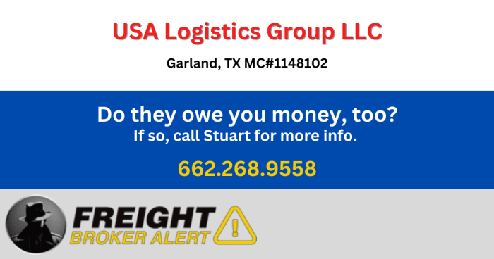 USA Logistics Group LLC - Freight Broker Alert