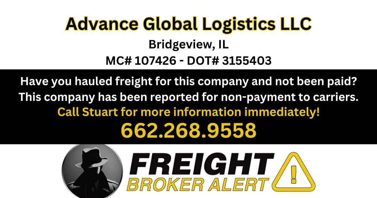 Advance Global Logistics LLC - Freight Broker Alert