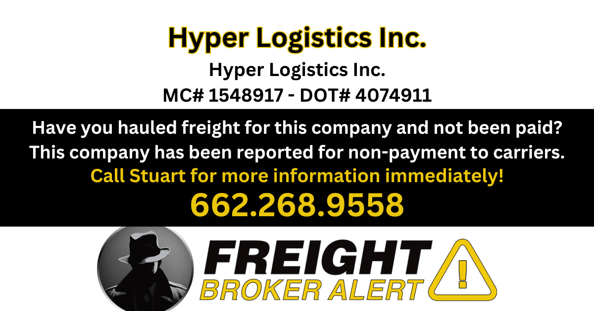 Hyper Logistics Inc. - Freight Broker Alert